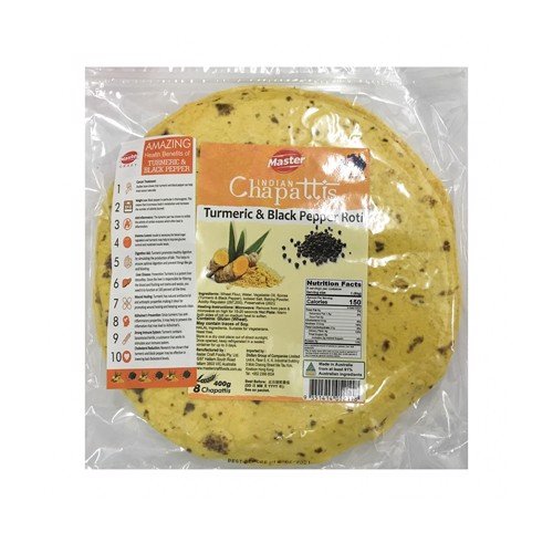 BÁNH ROTI INDIAN CHAPATTIS NGHỆ VÀ TIÊU ĐEN MASTER 400G
